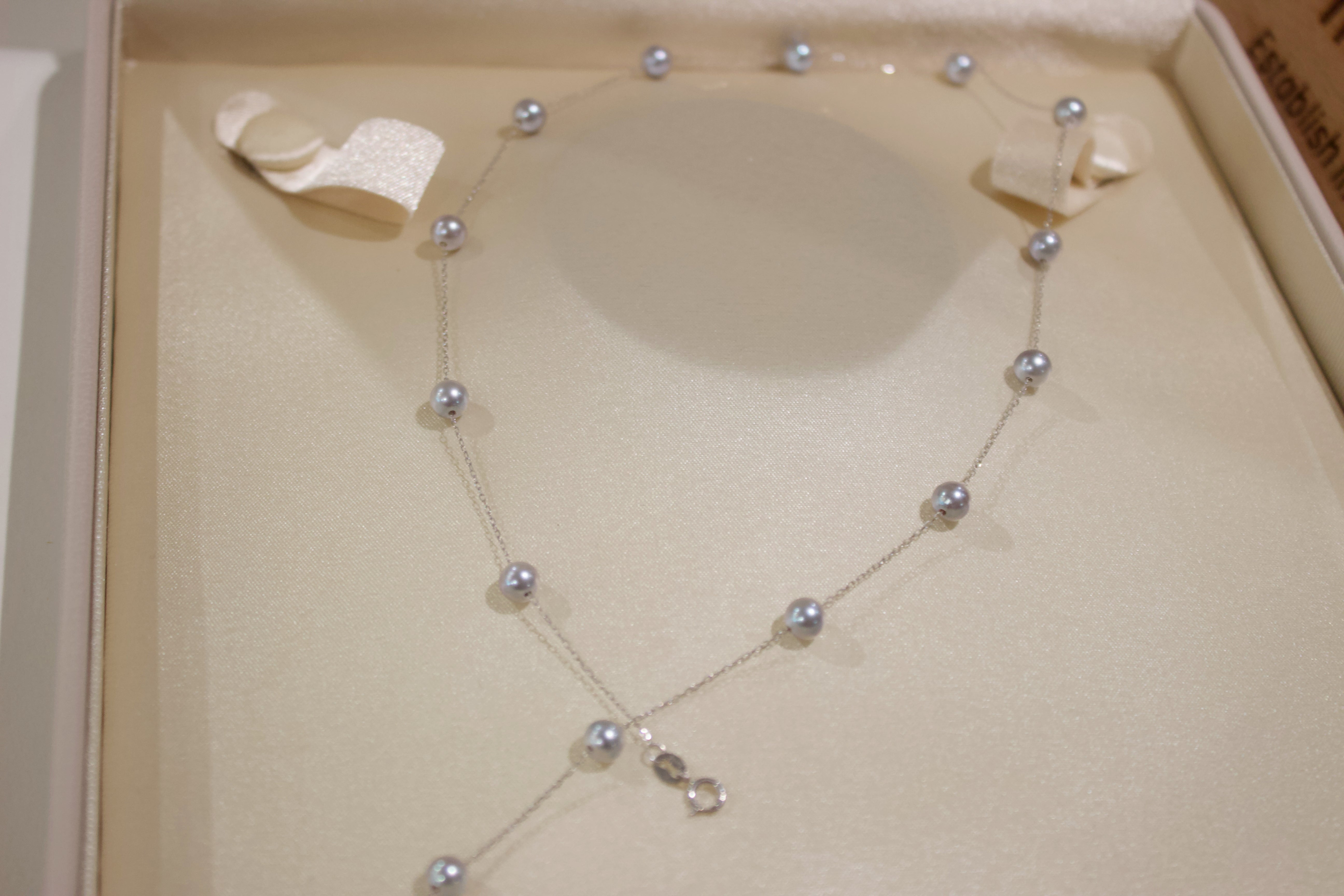 Starry Necklace Ma Akoya Pearl 5-5.5mm in 18K gold（Sliver color） – — The Gem One