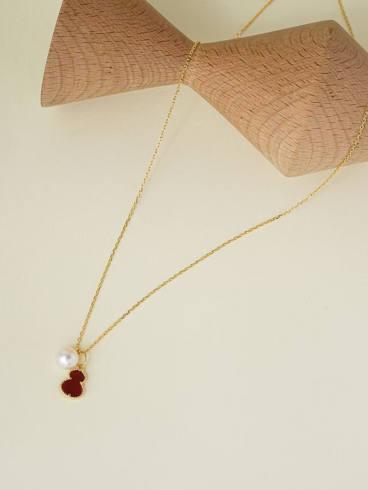 Wulu Collection: Red Gourd & Pearl Necklace – — The Gem One